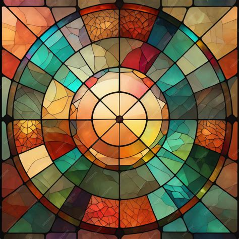 Premium Photo A Stained Glass Window With A Circle And A Circle In It