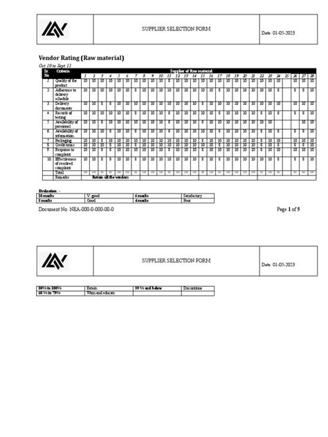 Supplier Selection Form Pdf Business Process Business