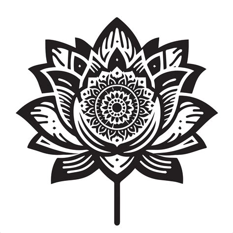 A Black And White Lotus Flower Illustration 42891318 Vector Art At Vecteezy