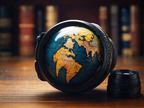 Premium Photo Camera Lens And World Globe Wallpaper