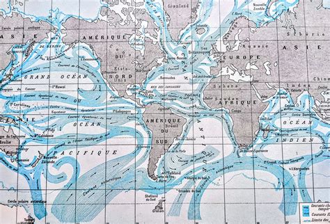 1948 A Nautical Chart Original French Vintage Print Map Of The Oceans