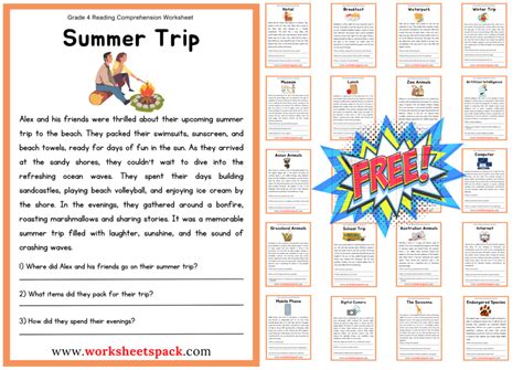 Reading Comprehension Worksheets For Grade 4 Worksheets Library