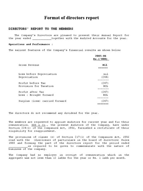 Director Report Pdf Going Concern Board Of Directors
