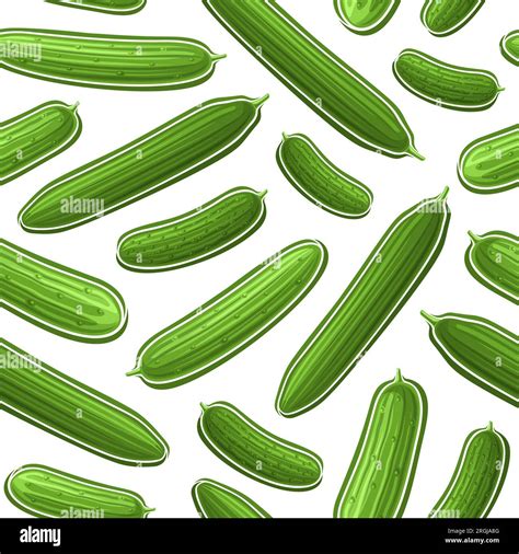Vector Cucumber Seamless Pattern Repeating Background With Outline