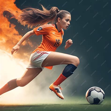 Premium Photo Dynamic Women Soccer Player In Action Mood