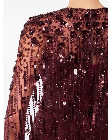 Jenny Packham Ruby Sequin Embellished Cape Maxi Dress In Purple Lyst Uk