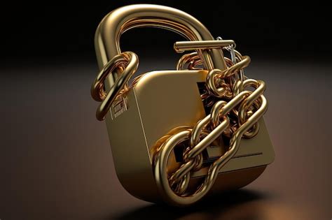 Premium Ai Image A Keyed Golden Padlock On A Chain
