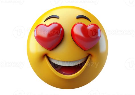 Happy Yellow Emoji With Heart Shaped Eyes 67595785 Png