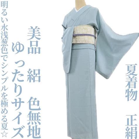 美品 夏着物 正絹 絽 ゆったりサイズ シンプルな夏”色無地 着物 B 96 メルカリ