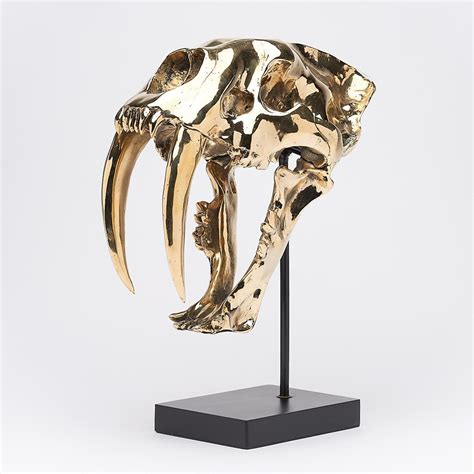 Polished Bronze Saber Tooth Tiger On A Stand Large Unique Statement