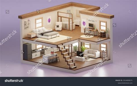 Apartment Isometric Interior Design 3d Stock Illustration 2514839171