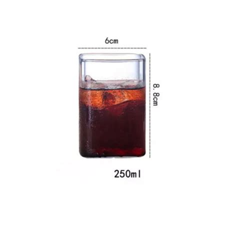 Rectangular Glass Cup Square Glass Cup For Coffee Tea Etsy