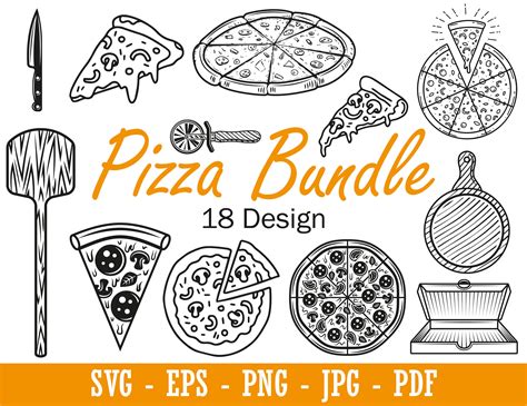 Pizza Svg Silhouette Bundle Pizza Chef Slices Digital Download Etsy