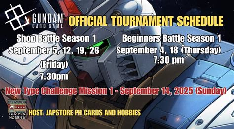 Gundam Card Game Philippines Gundam Tcg Official Tournament Schedule