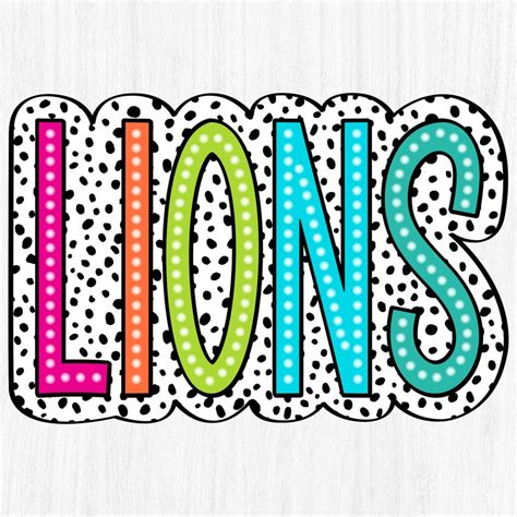 Colorful Lions Png Dalmatian Dots School Spirit Digital File Etsy