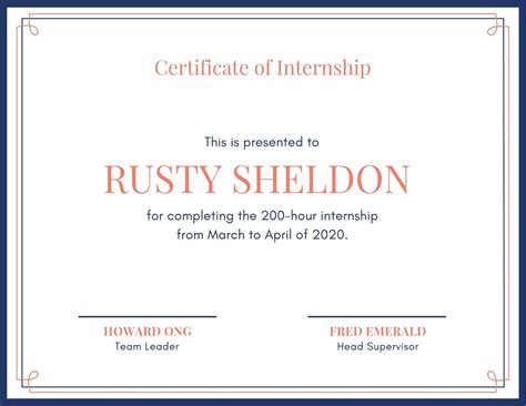 Intern Certificate Template
