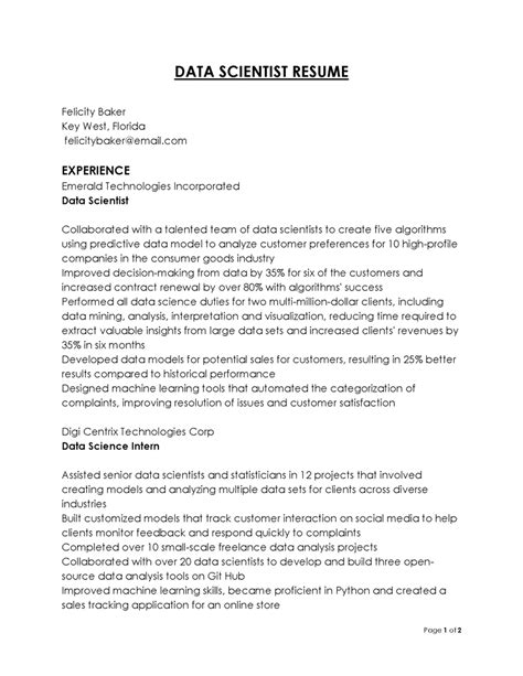 20 Best Data Scientist Resume Examples Formatting Guide