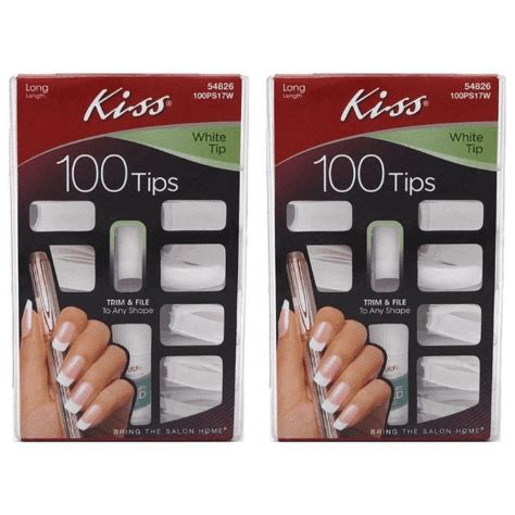 Kiss Salon Acrylic Nails 100 Piece Kit White Tip Short Square Full