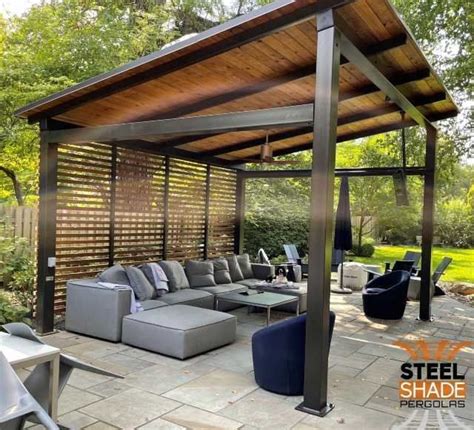Custom 4 Post Pergola With Solid Pitched Roof In Columbus Oh