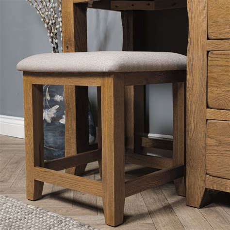 Westow Oak Dressing Table Stool Bedroom Evelyn Lilly Interiors