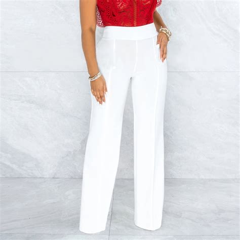 White Womens Dress Pants Spandex Work Pants Womens Business Casual