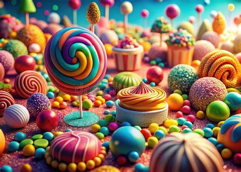 A Captivating 8k Candy World Realistic Illustration Of Sweet Treats