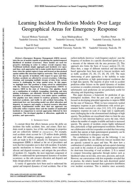 Learning Incident Prediction Models Over Large Geographical Areas For Emergency Response Pdf