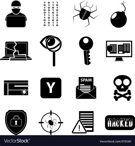Hacker Icons Set Royalty Free Vector Image Vectorstock