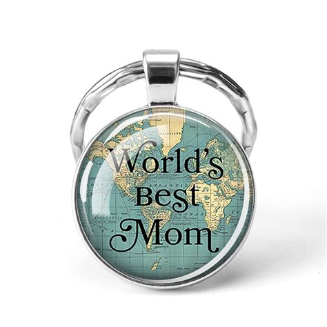Worlds Best Mom Love Mom Quote Glass Dome Keychain Best Dad Keychains