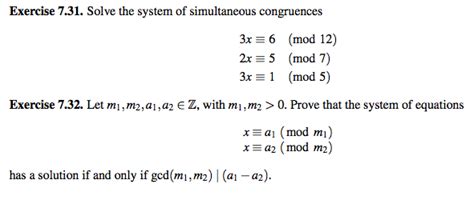Solved Solve The System Of Simultaneous Congruences 3x