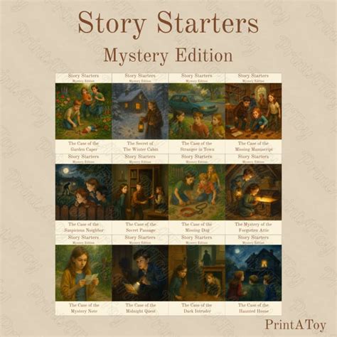 Mystery Story Starters 12 Illustrated Writing Prompt Cards By Print A Toy