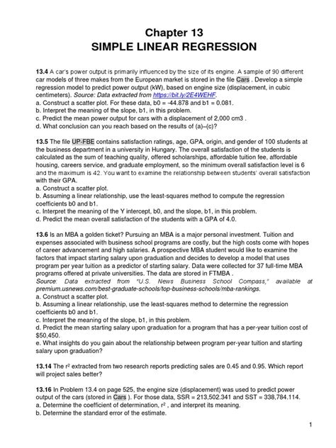 Mas202 Homework For Chapter 13 14 Pdf Regression Analysis Errors And Residuals