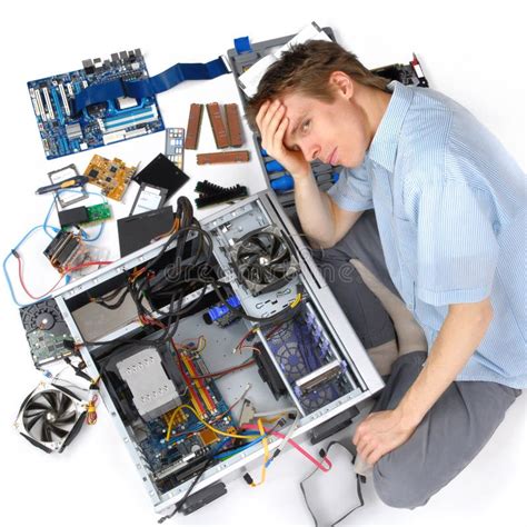 Frustration While Trying To Assemble Computer Hardware Stock Image Image Of Concept Assemble