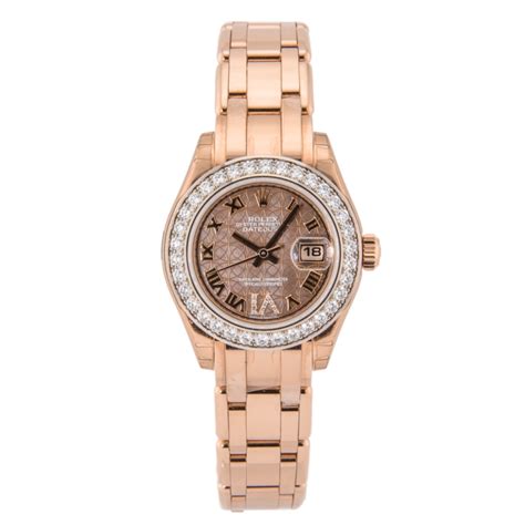 Rolex Lady Datejust Pearlmaster Everose Gold Black Mop Diamond Vi Dial