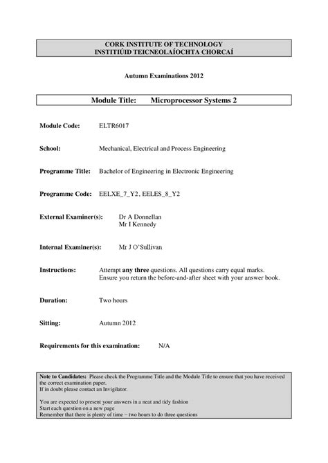 Microcomputer Development System Microprocessor Systems Exam Exams Microprocessors Docsity