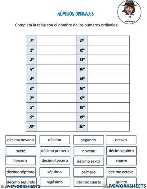 Ejercicios De Numeros Ordinales