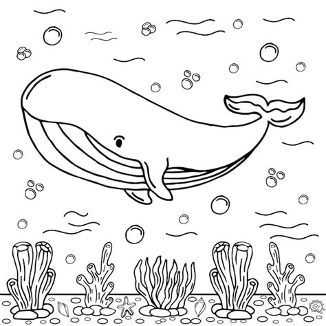 Walvis Kleurplaat Gekleurde Illustratie Premium Vector