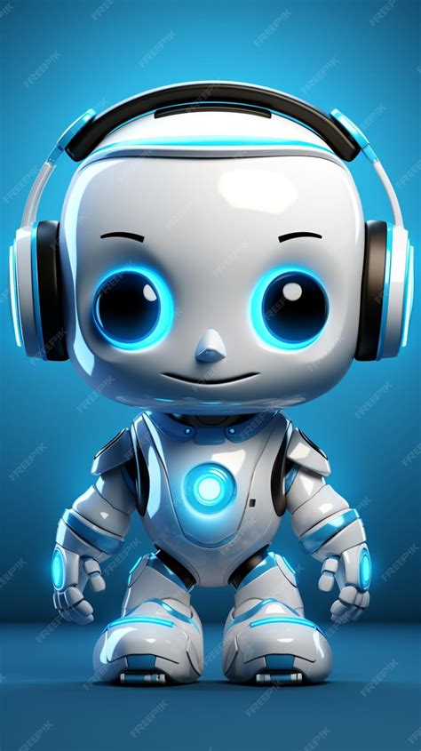 Premium Photo Cute Artificial Intelligence Chat Bot With Headphones