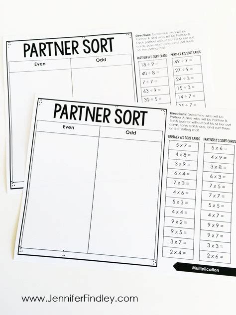 Free Math Partner Games For Multiplication And Division Facts