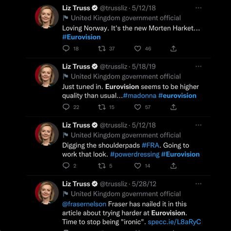British Pm Liz Truss Has Resigned So She Can Watch Eurovision In Peace R Eurovision