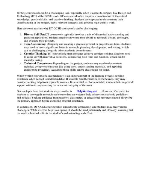 Dt Gcse Coursework Example Pdf Creativity Thought