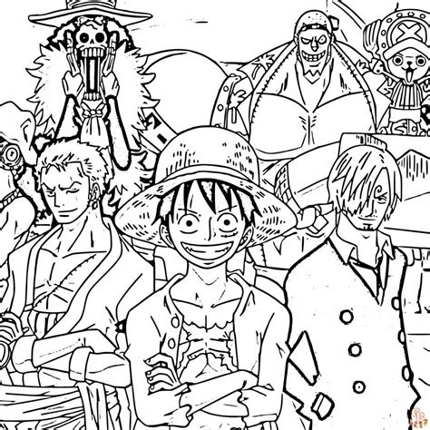One Piece Straw Hat Crew Drawing Sketch Coloring Page
