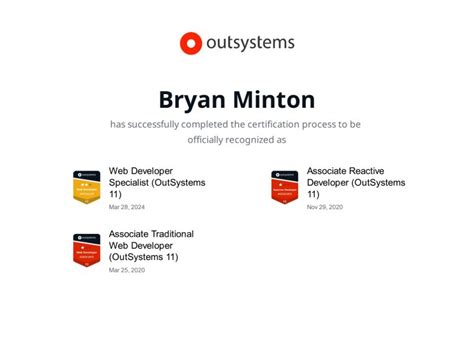 Outsystems Certificate Bryan Minton