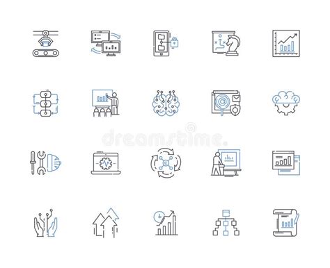 Information Hierarchy Line Icons Collection Organization Structure Classification