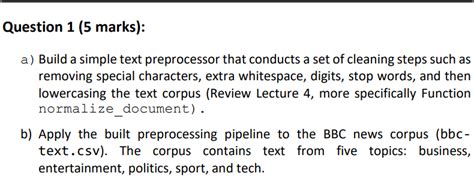 A Build A Simple Text Preprocessor That Conducts A