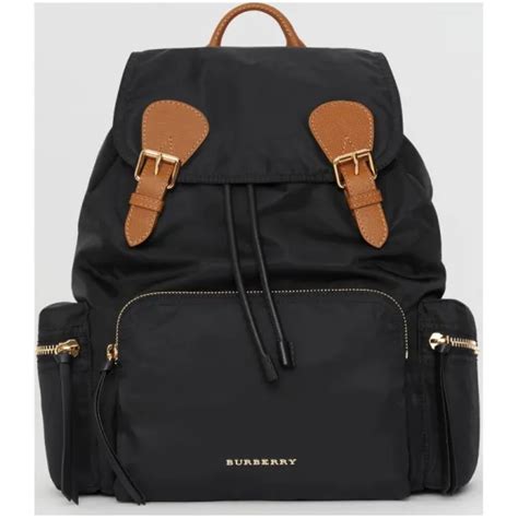 博百利burberry 女士 The Rucksack 大号功能性尼龙拼皮革军旅背包 黑色 40148791 小迈步海淘品牌官网