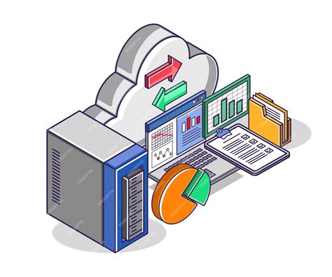 Premium Vector Computer Analysis With Cloud Server