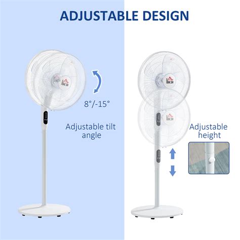 Homcom Floor Standing Fan With Remote Control Oscillating Led Screen