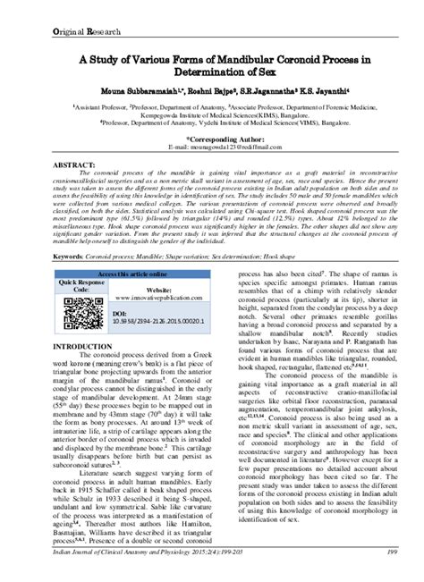 Pdf A Study Of Various Forms Of Mandibular Coronoid Process In