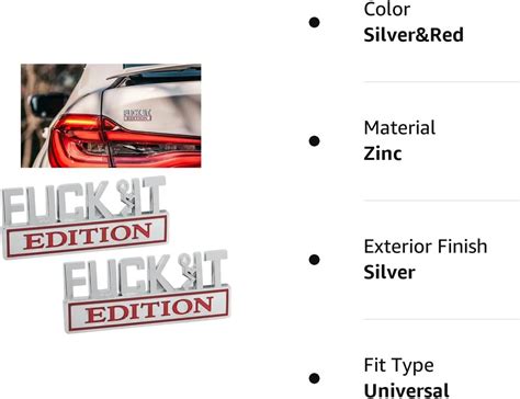 Chevrom 2 Insignias De Emblema De Edición Fuck It Calcomanías De